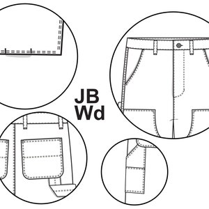 Double Knee Carpenter Pants Flat Technical Drawing Illustration Blank ...