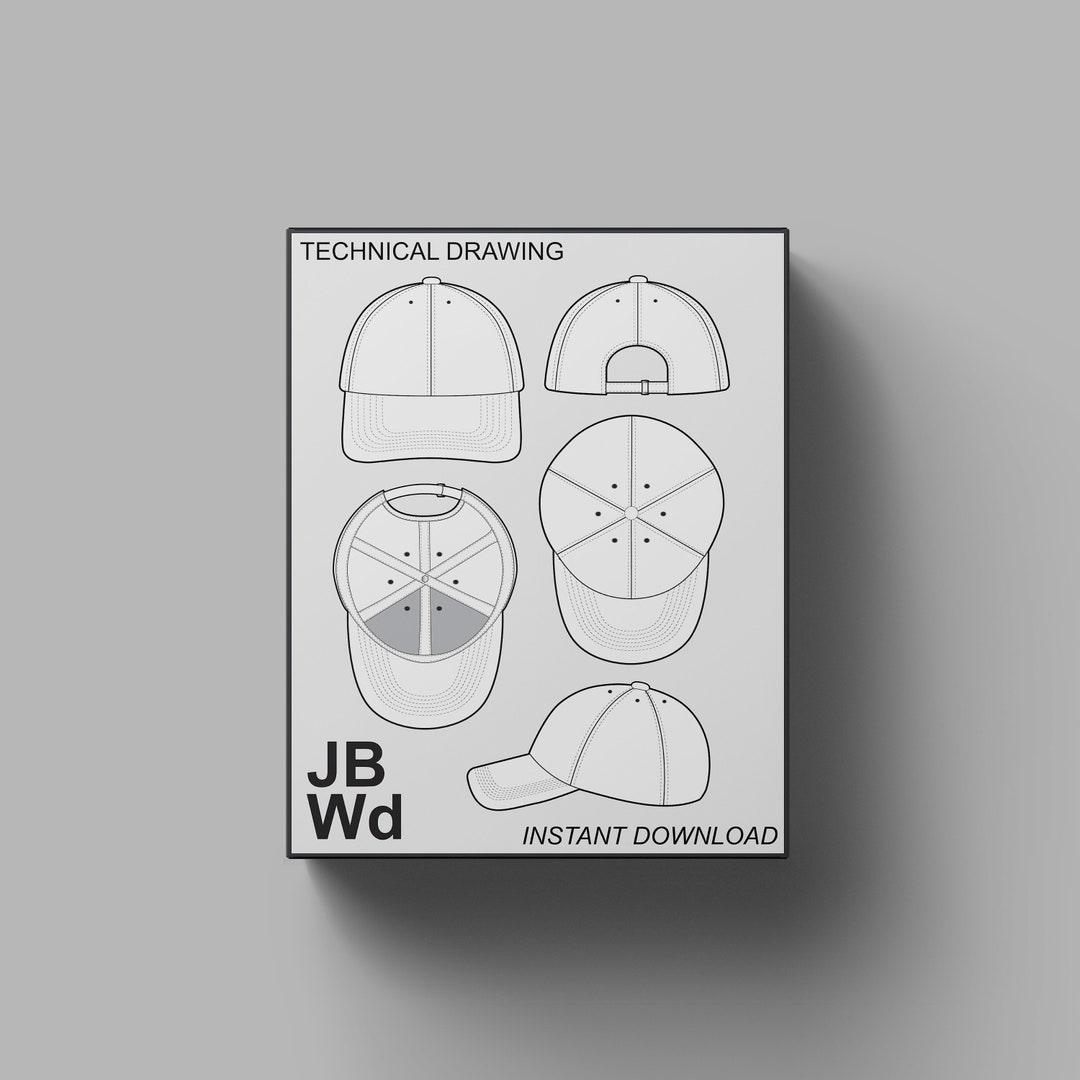 6 Panel Baseball Dad Hat Vector Technical Drawing Illustration - Etsy