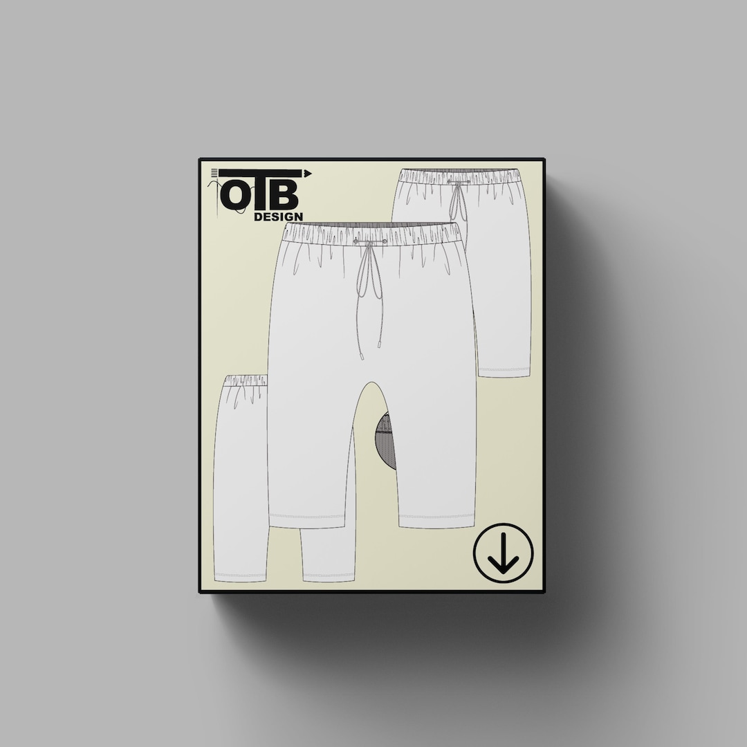 OTB French Terry Pull-on Pants With A Curved Crotch Design Vector Flat ...