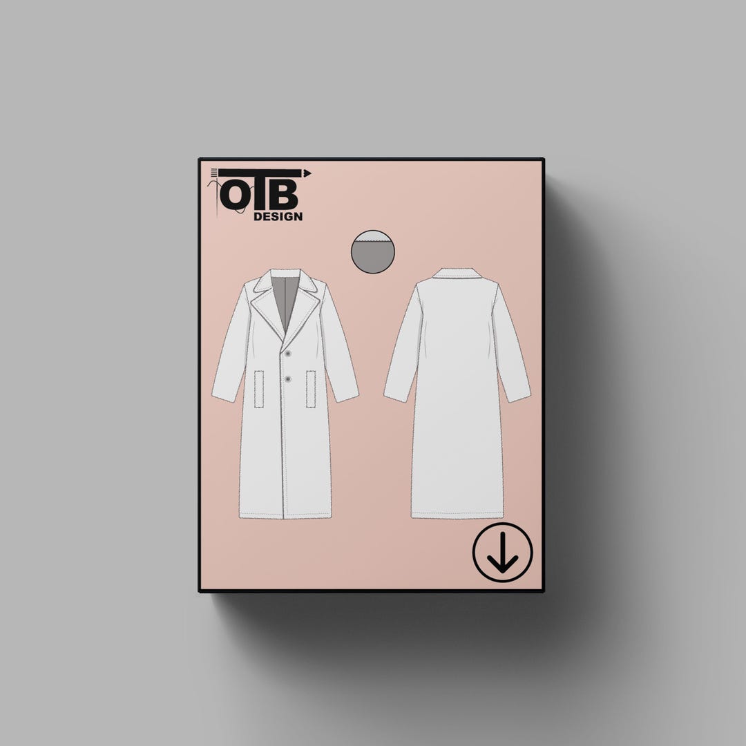 OTB Teddy Coat Vector Flat Technical Drawing Illustration Classic Blank ...