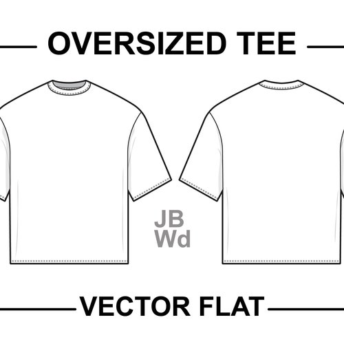 Boxy Oversized Fit T Shirt Flat Technical Drawing Illustration Etsy