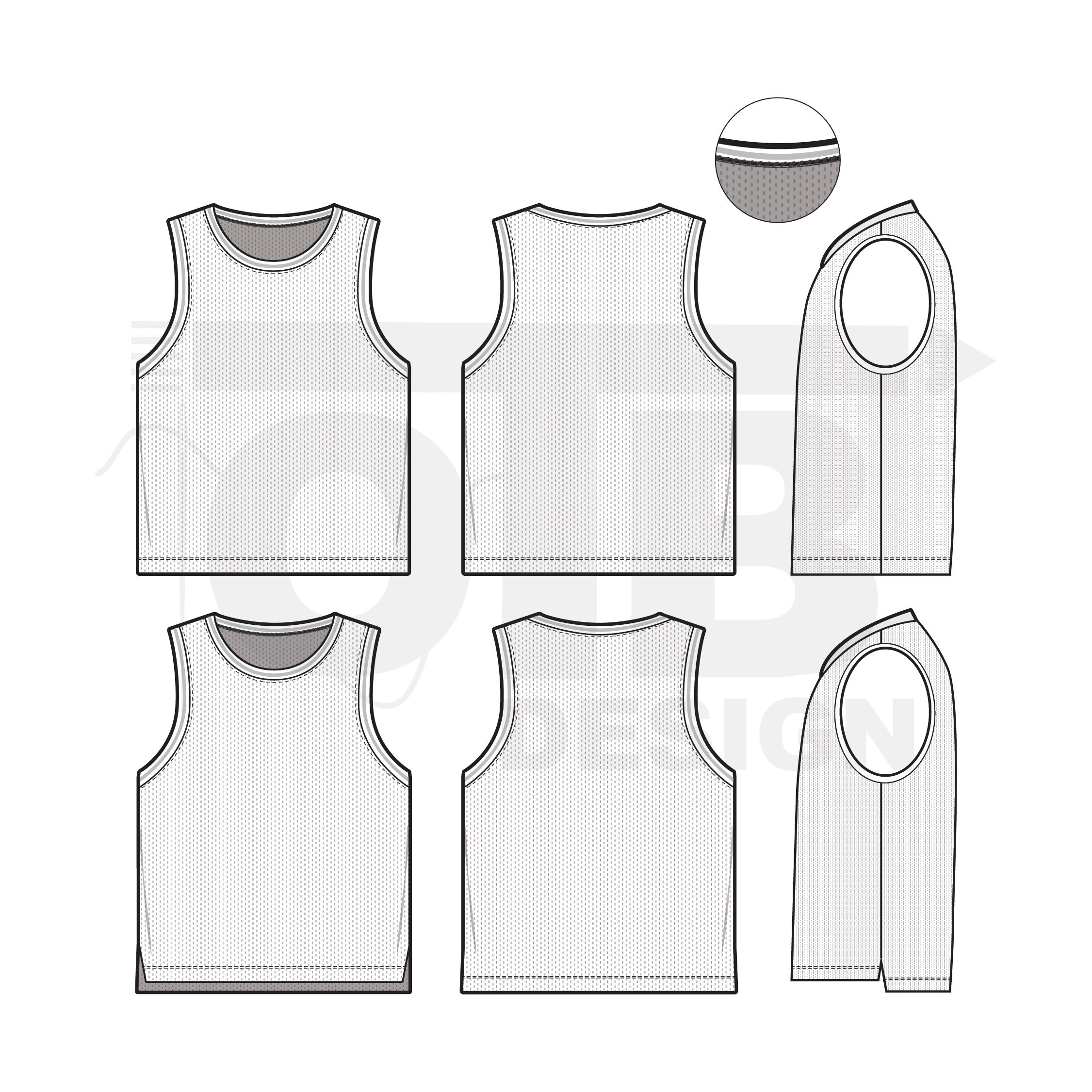 Retro Basketball Jersey Vector Flat Technical Drawing Illustration Mock ...