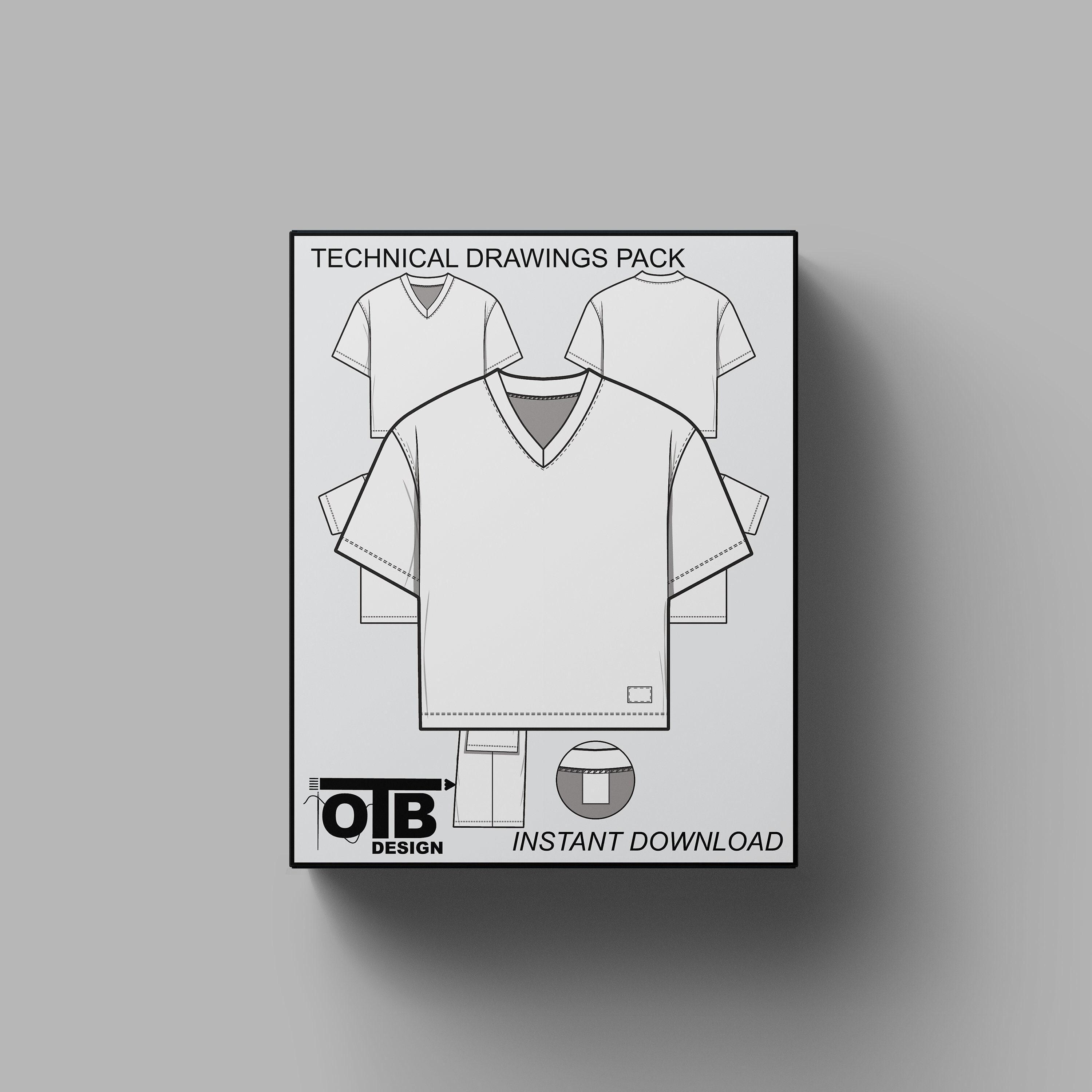 Football Soccer Jersey Kit Vector Flat Technical Drawing Illustration ...