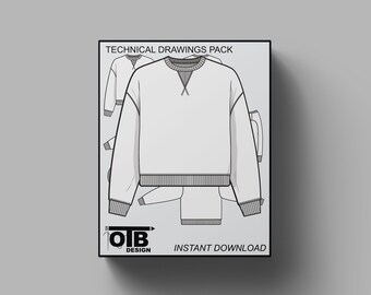 Flat Technical Drawing Crewneck Sweatshirt Template Regular Fit - Etsy