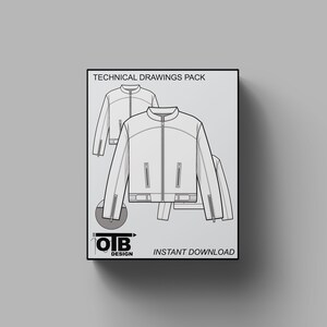 Cafe Racer Motorcycle Jacket Vector Flat Technical Drawing Illustration ...
