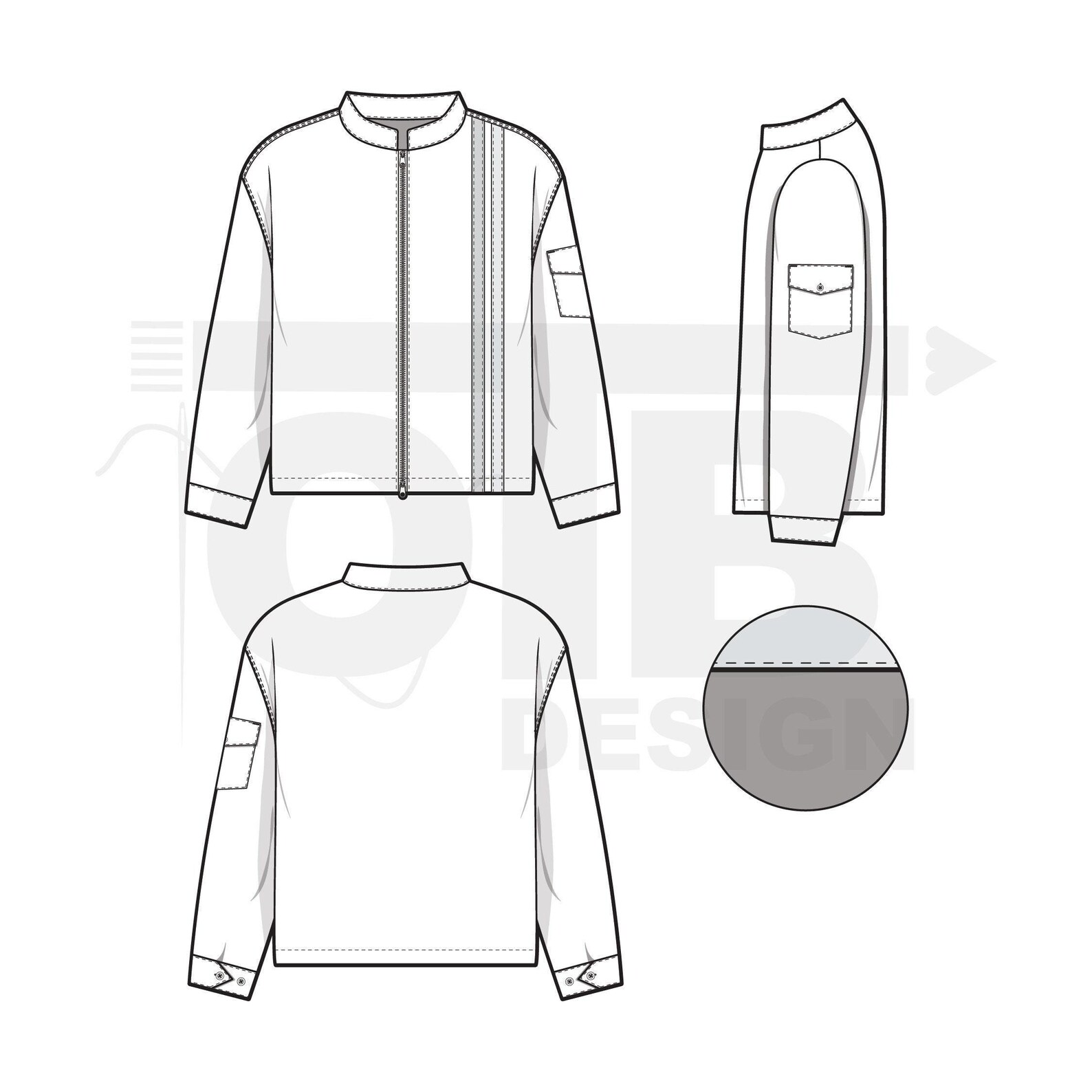 Racing Windbreaker Jacket Vector Flat Technical Drawing Illustration ...