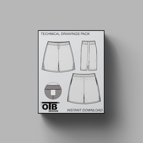V2 Cargo Shorts Flat Technical Drawing Illustration Five Pocket Classic ...