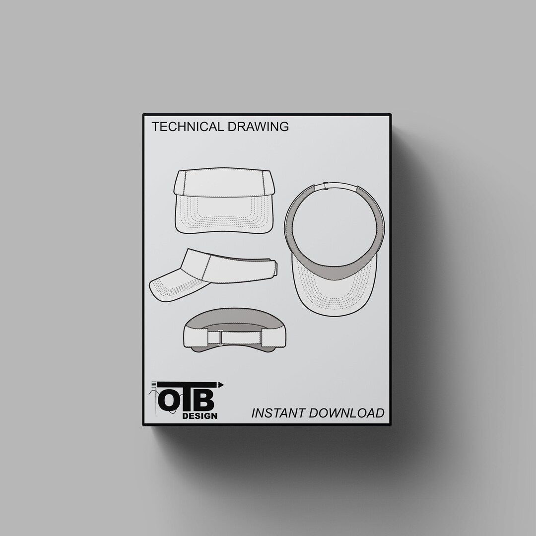 Sun Visor Cap Hat Technical Drawing Flat Illustration Cad Accessory ...