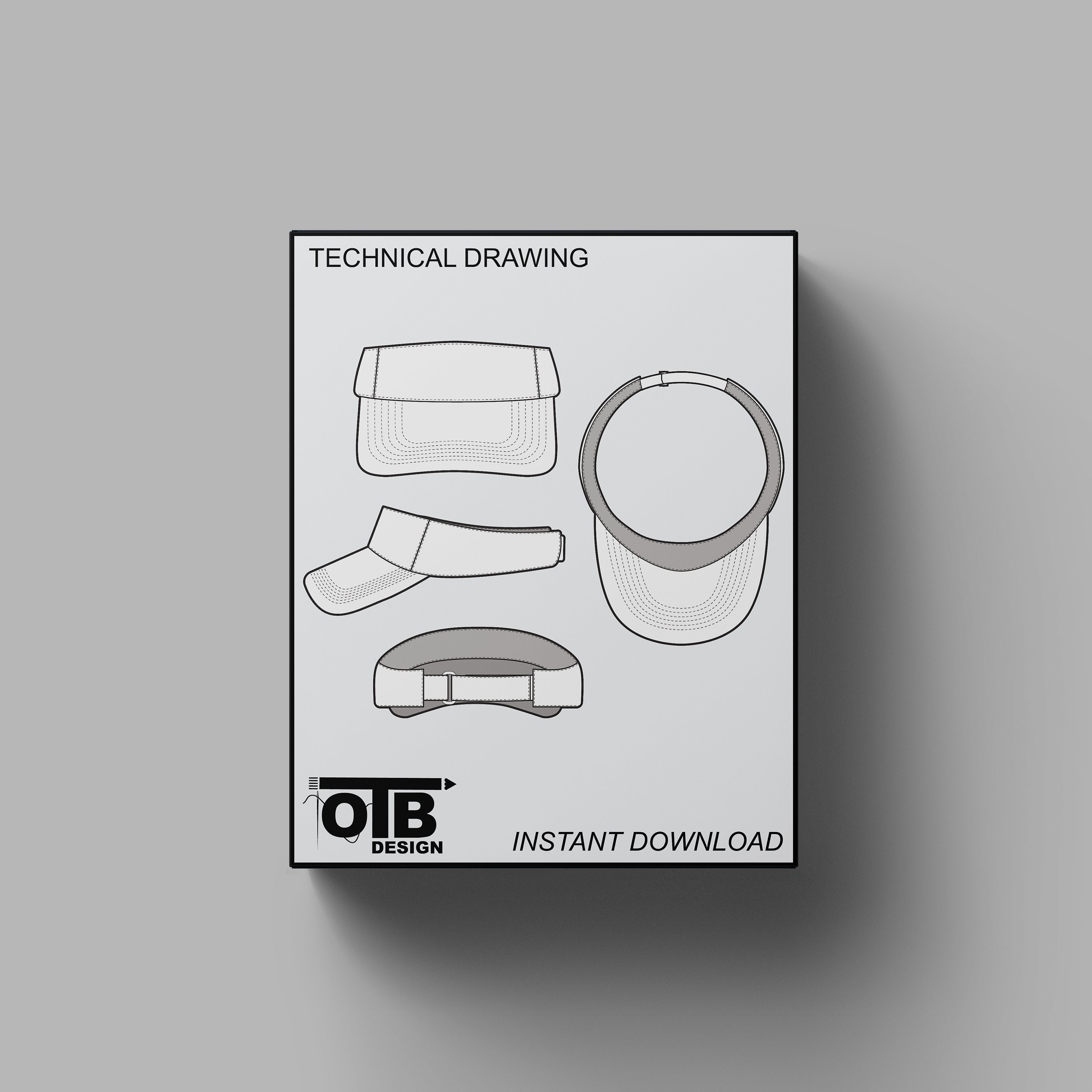 Sun Visor Cap Hat Technical Drawing Flat Illustration Cad Accessory ...