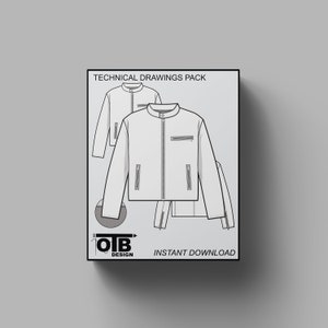 V2 Cafe Racer Motorcycle Jacket Vector Flat Technical Drawing ...