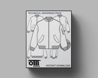 Motorcycle Biker Jacket Vector Flat Technical Drawing Illustration ...