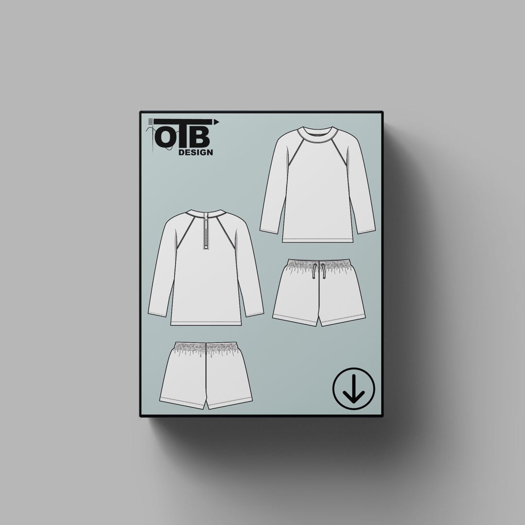 OTB Two-piece Swim Set Vector Flat Technical Drawing Illustration ...