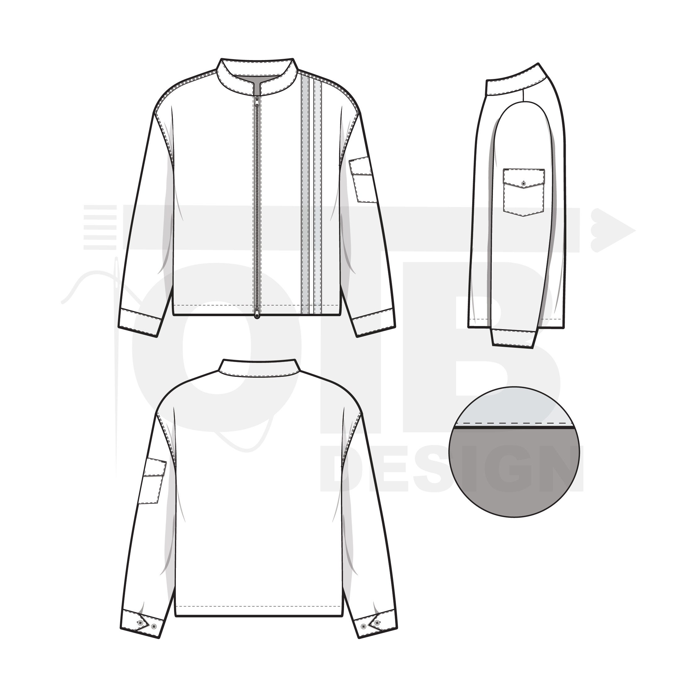 Racing Windbreaker Jacket Vector Flat Technical Drawing Illustration ...