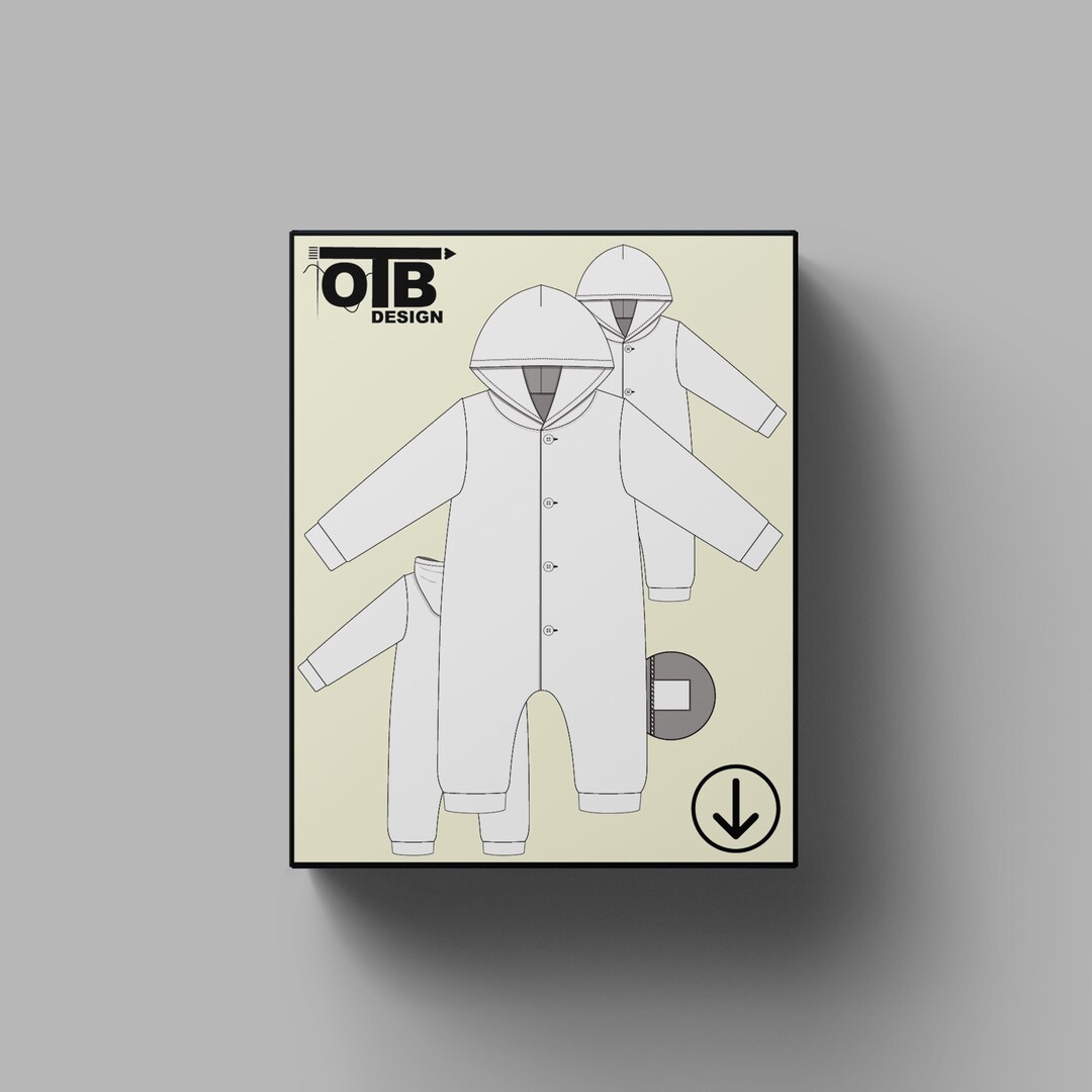 OTB Outdoor Coverall With Button-closure and Hood Vector Flat Technical ...