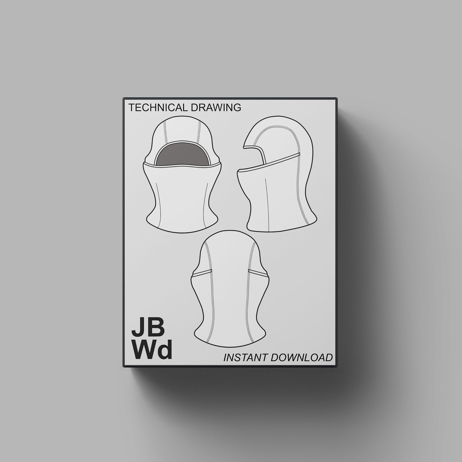 Compression Ski Mask Balaclava Shiesty Technical Drawing Illustration ...