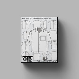 Oversized Collared Button Shirt Short Sleeve Vector Flat Technical ...