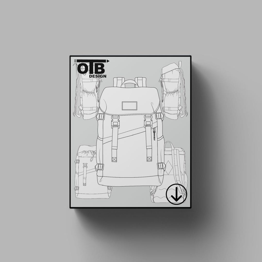 OTB Boondocker Backpack Vector Flat Technical Drawing Illustration ...
