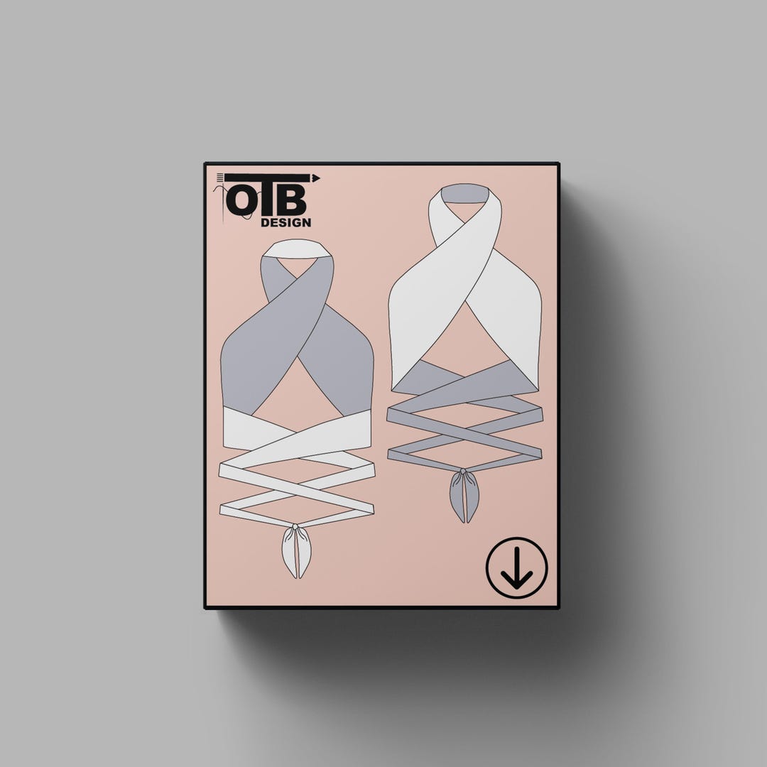 OTB Wrap Halter Bikini Vector Flat Technical Drawing Illustration ...