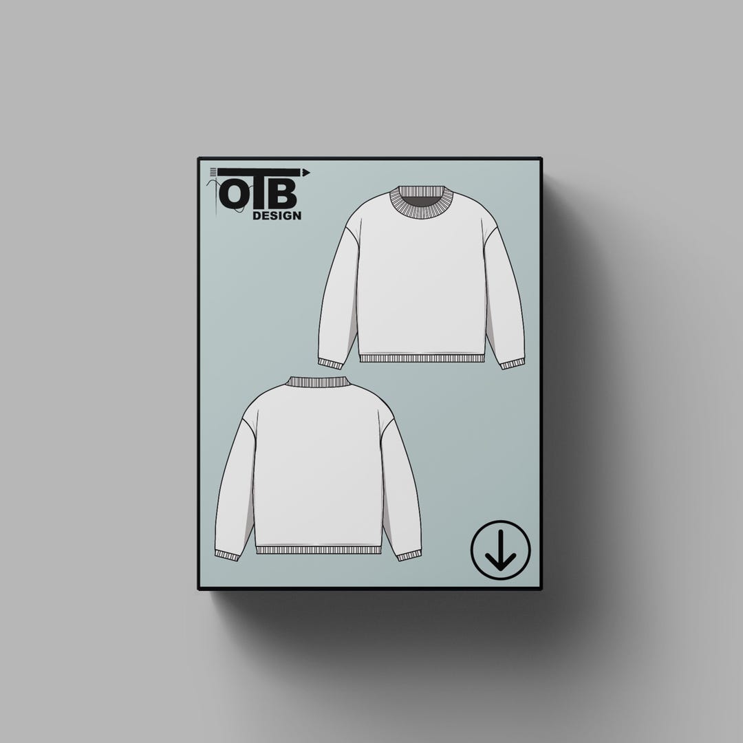 OTB Mock Neck Sweater Vector Flat Technical Drawing Illustration ...
