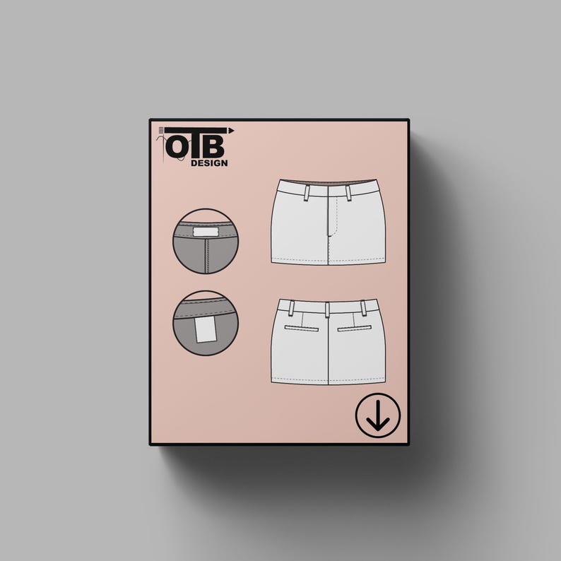 Minifalda entallada de tiro bajo OTB, ilustración vectorial, dibujo ...