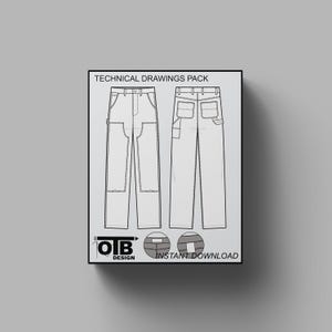 Slim Fit Double Knee Carpenter Pants Flat Technical Drawing ...