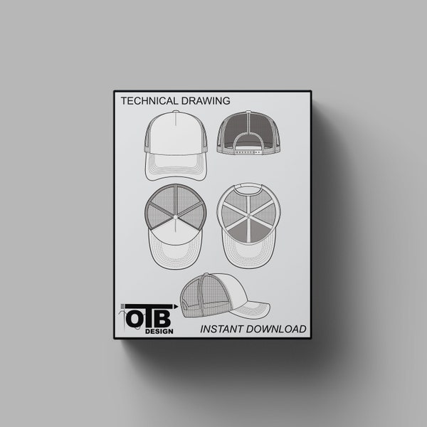 Sun Visor Cap Hat Technical Drawing Flat Illustration Cad Accessory ...