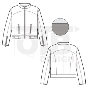 Cafe Racer Motorcycle Jacket Vector Flat Technical Drawing Illustration ...