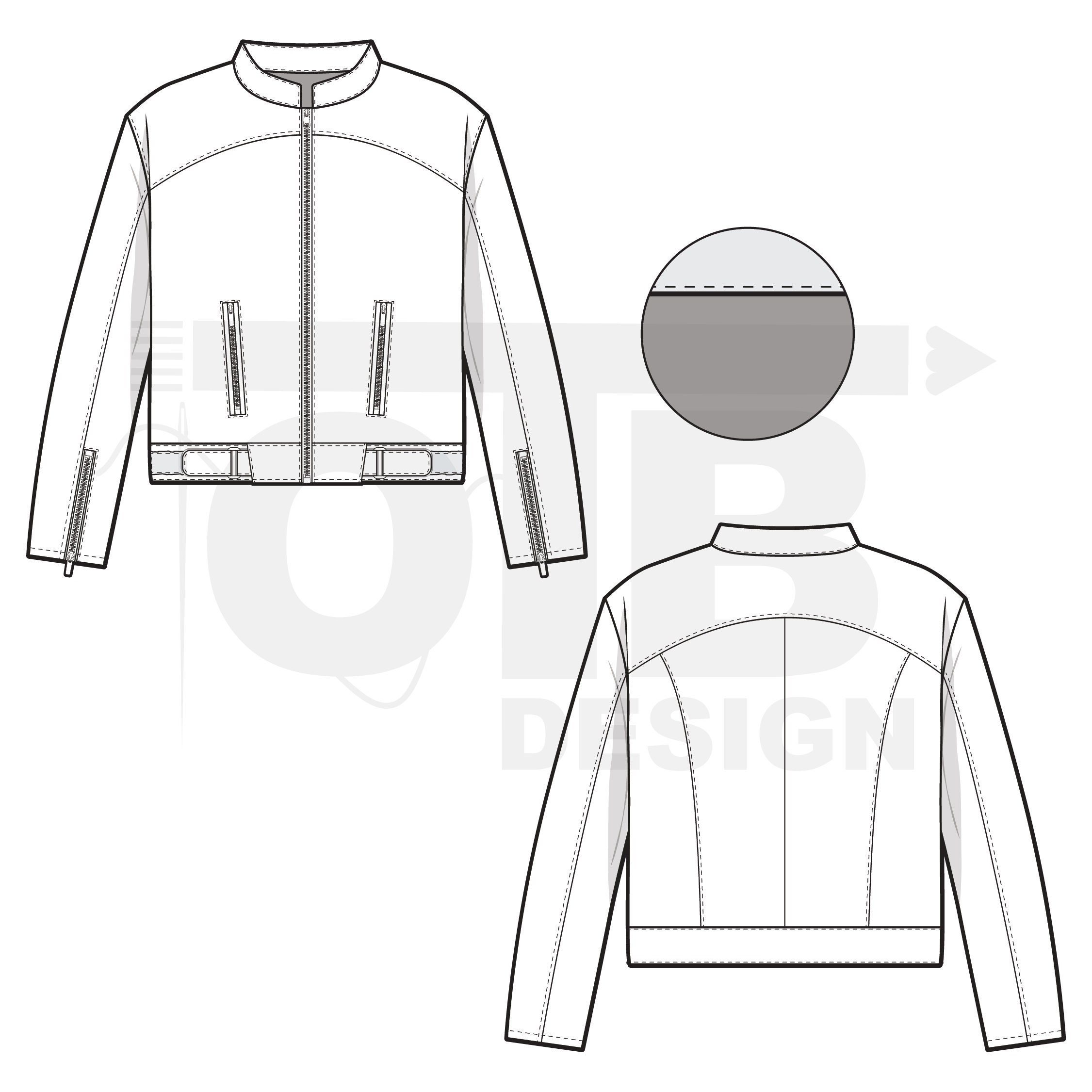 Cafe Racer Motorcycle Jacket Vector Flat Technical Drawing Illustration ...