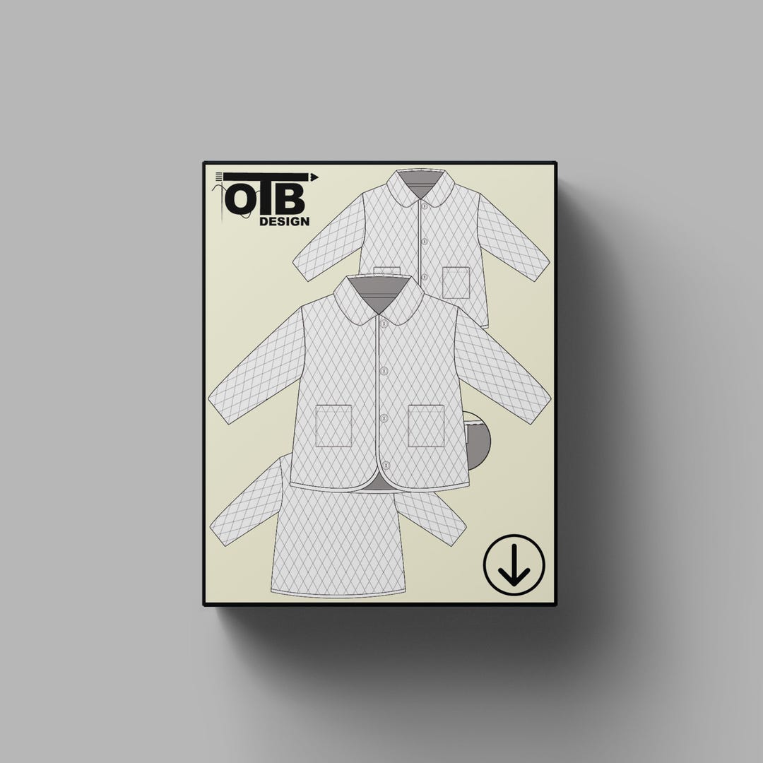 OTB Quilted Anorak Jacket Vector Flat Technical Drawing Illustration ...
