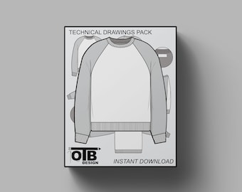 Flat Technical Drawing Crewneck Sweatshirt Template Regular Fit - Etsy