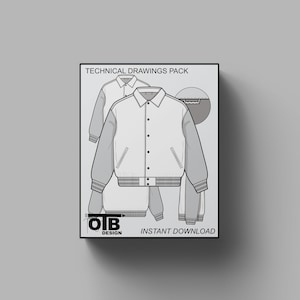 Collared Varsity Jacket Vector Flat Technical Drawing Illustration ...