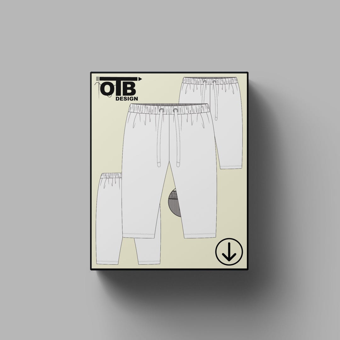 OTB Wide Leg Joggers Vector Flat Technical Drawing Illustration Classic ...