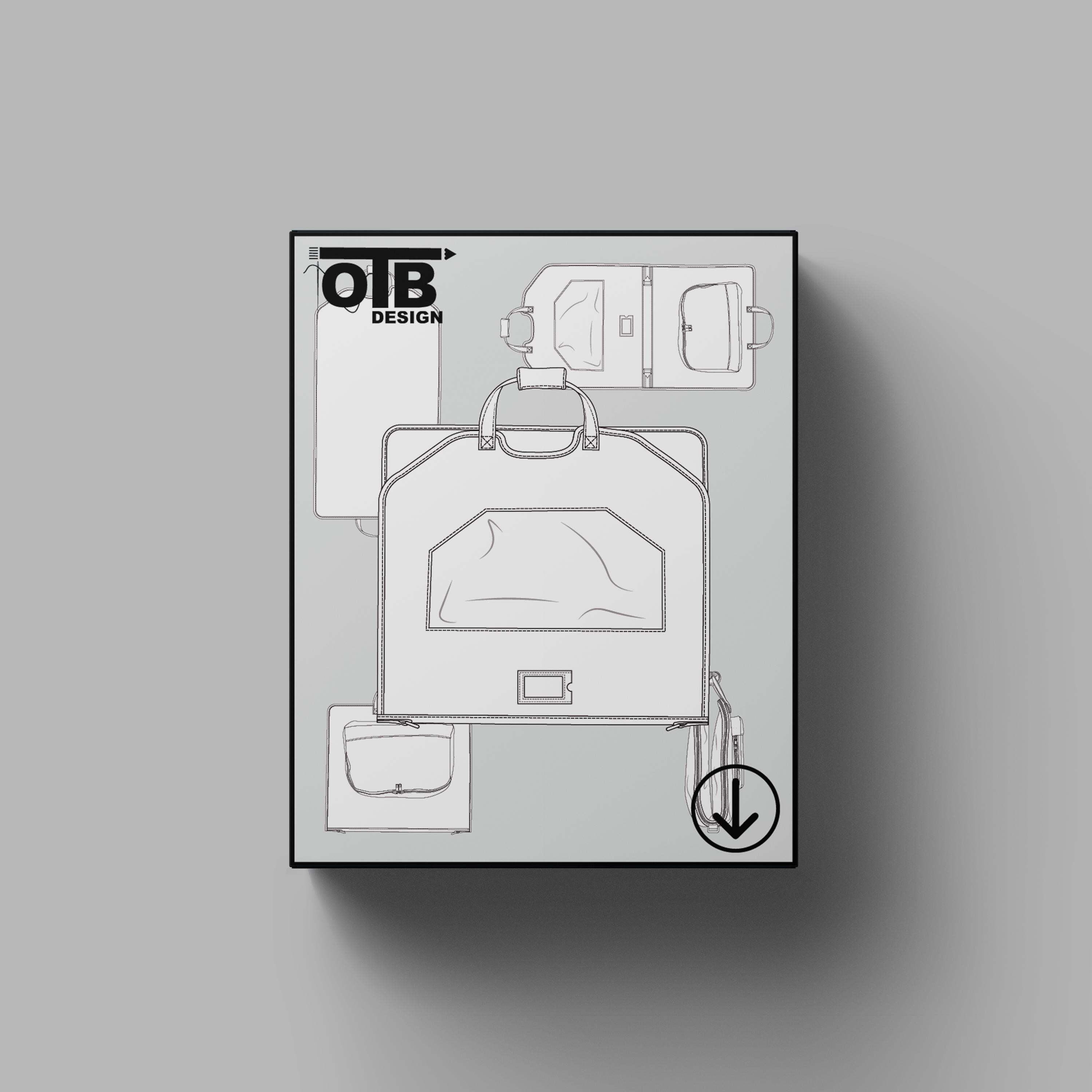 OTB Travel Garment Bag Vector Flat Technical Drawing Illustration ...