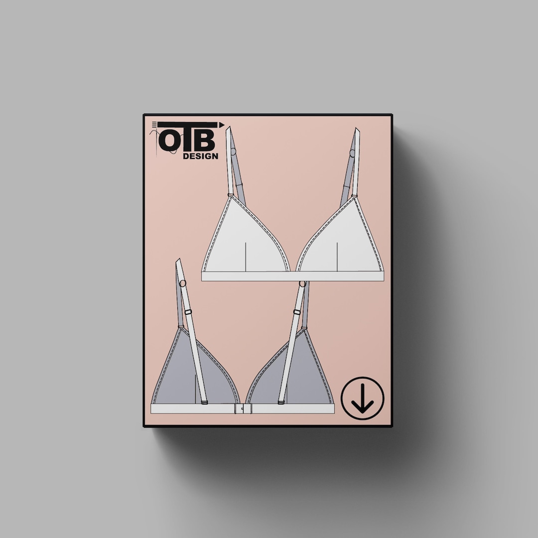 OTB Triangular Bralette Vector Flat Technical Drawing Illustration ...