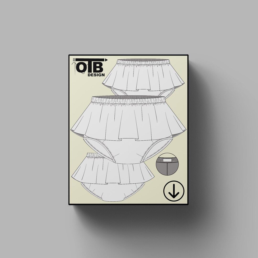 OTB Bloomer With Skirt Vector Flat Technical Drawing Illustration ...
