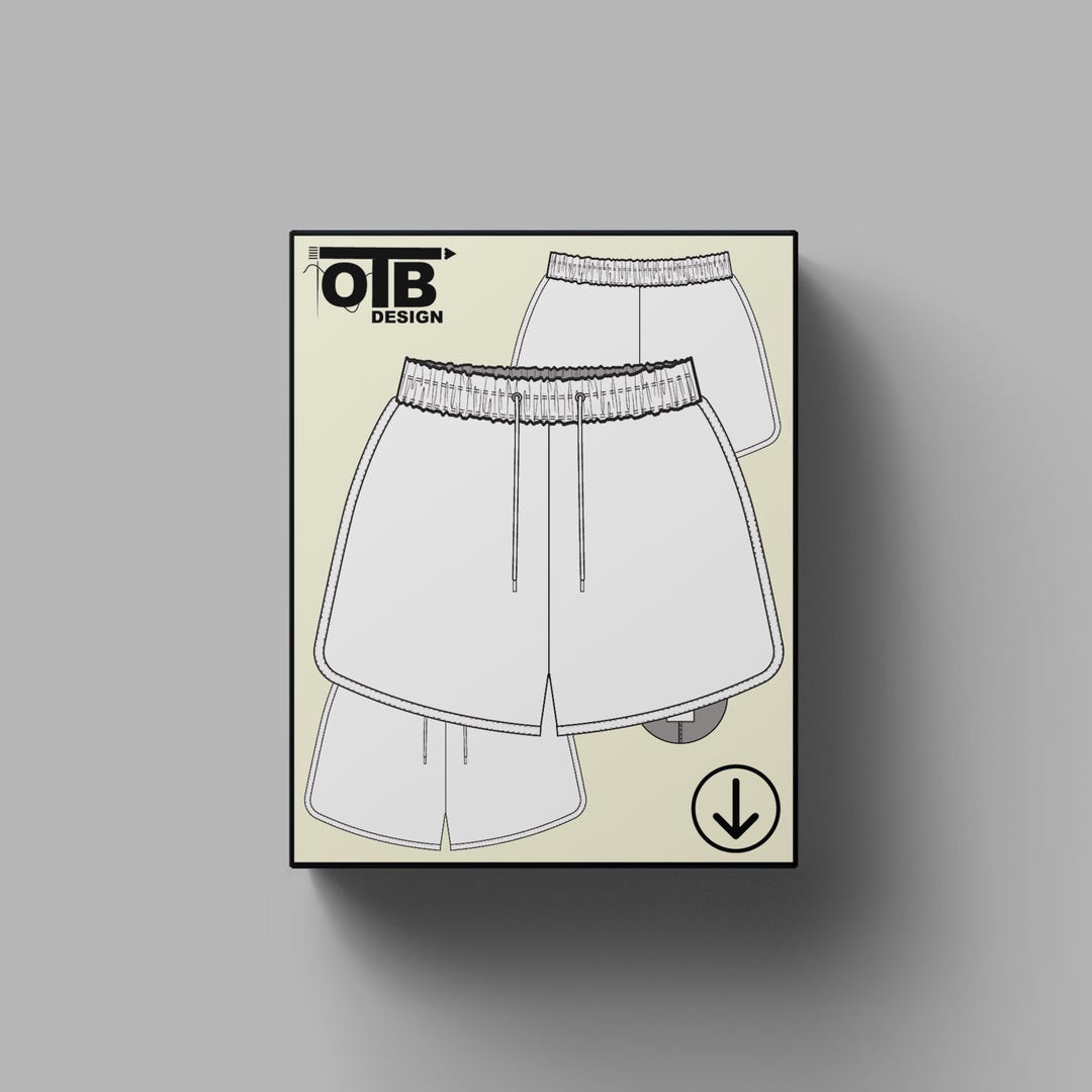 OTB Swim Boxer Shorts With Drawstring Vector Flat Technical Drawing ...