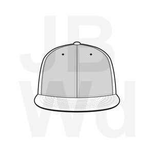Fitted Cap Hat Vector Technical Drawing Illustration Blank Streetwear ...