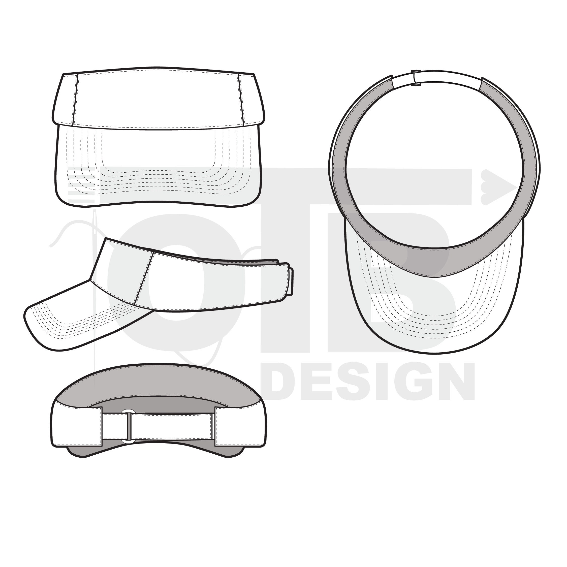 Sun Visor Cap Hat Technical Drawing Flat Illustration Cad Accessory ...