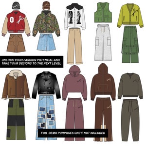 Crop Collared Zip Varsity Jacket Vector Flat Technical Drawing Illustration Blank Mock-up ...