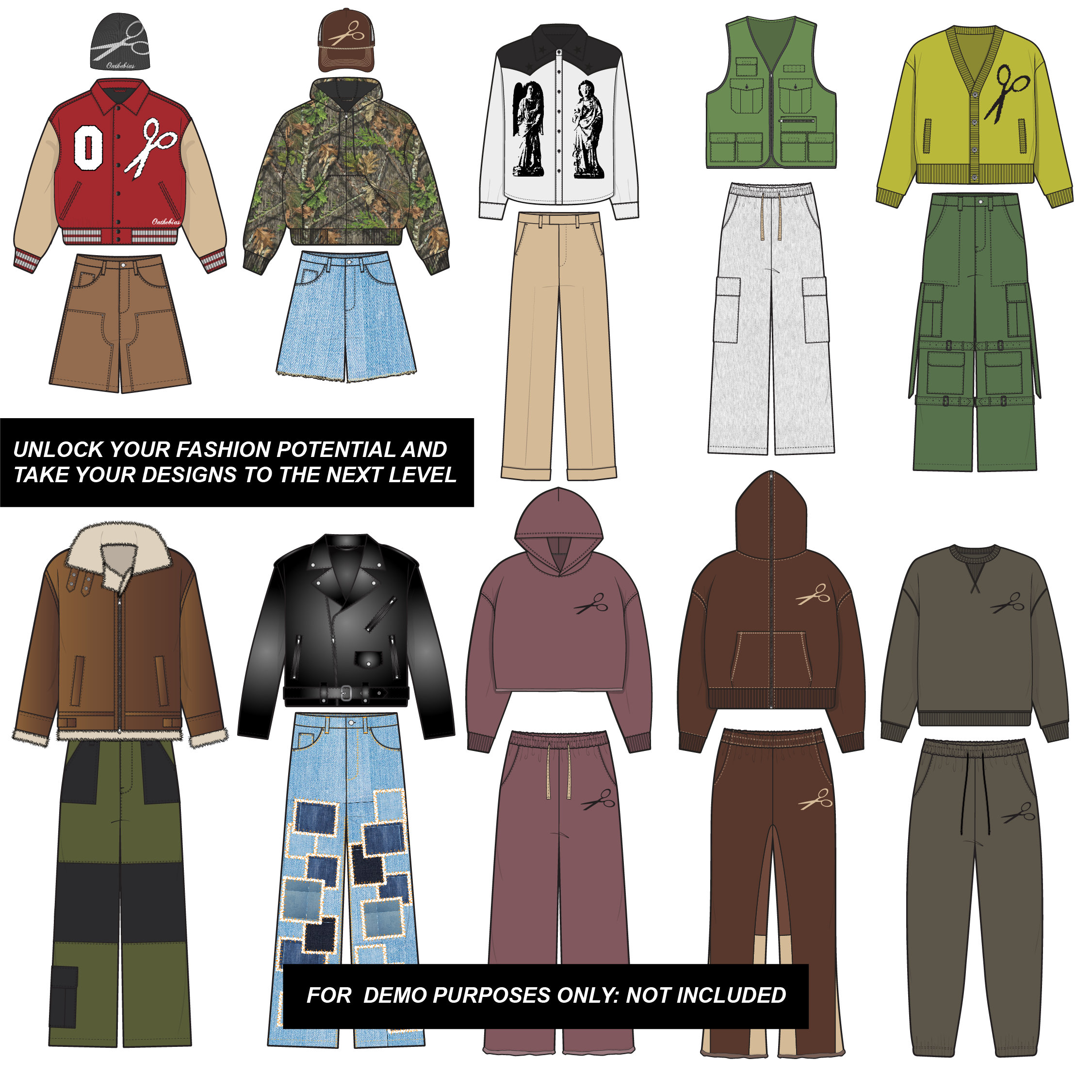 Cafe Racer Motorcycle Jacket Vector Flat Technical Drawing Illustration ...