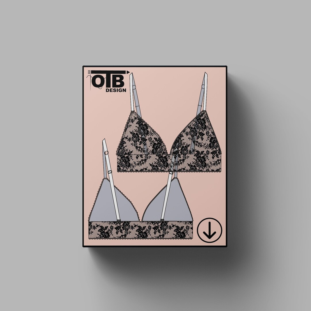 OTB Bustier Lace Bra Vector Flat Technical Drawing Illustration Classic ...