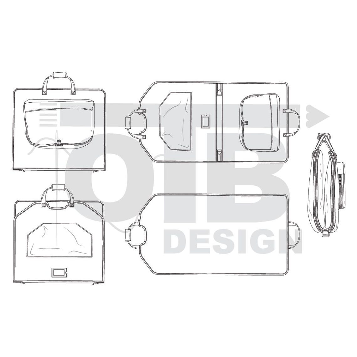 OTB Travel Garment Bag Vector Flat Technical Drawing Illustration ...