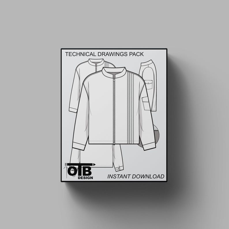 Racing Windbreaker Jacket Vector Flat Technical Drawing Illustration ...