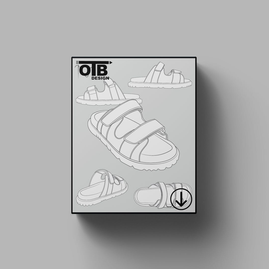 OTB Two Strap Slides Vector Flat Technical Drawing Illustration Classic ...