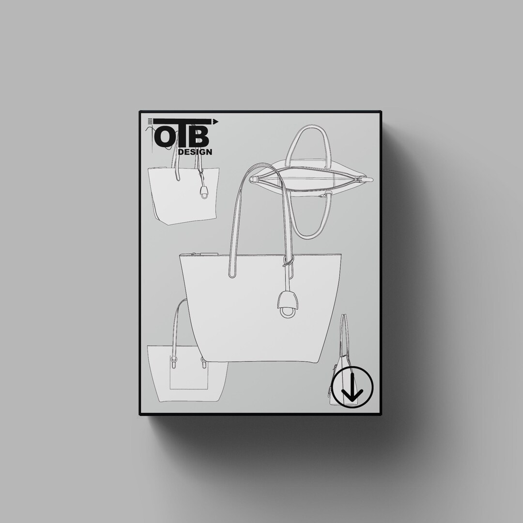OTB - Shopper Bag With Base Vector Flat Technical Drawing Illustration ...