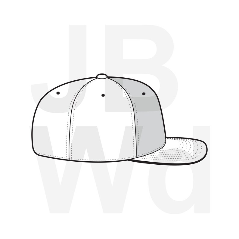 Fitted Cap Hat Vector Technical Drawing Illustration Blank - Etsy