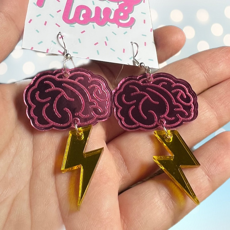 Green Brain Earrings - Etsy
