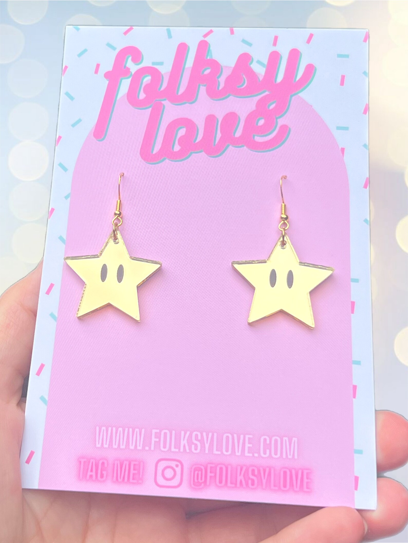 Gold Star Face Etched and Painted Acrylic Earrings - Etsy