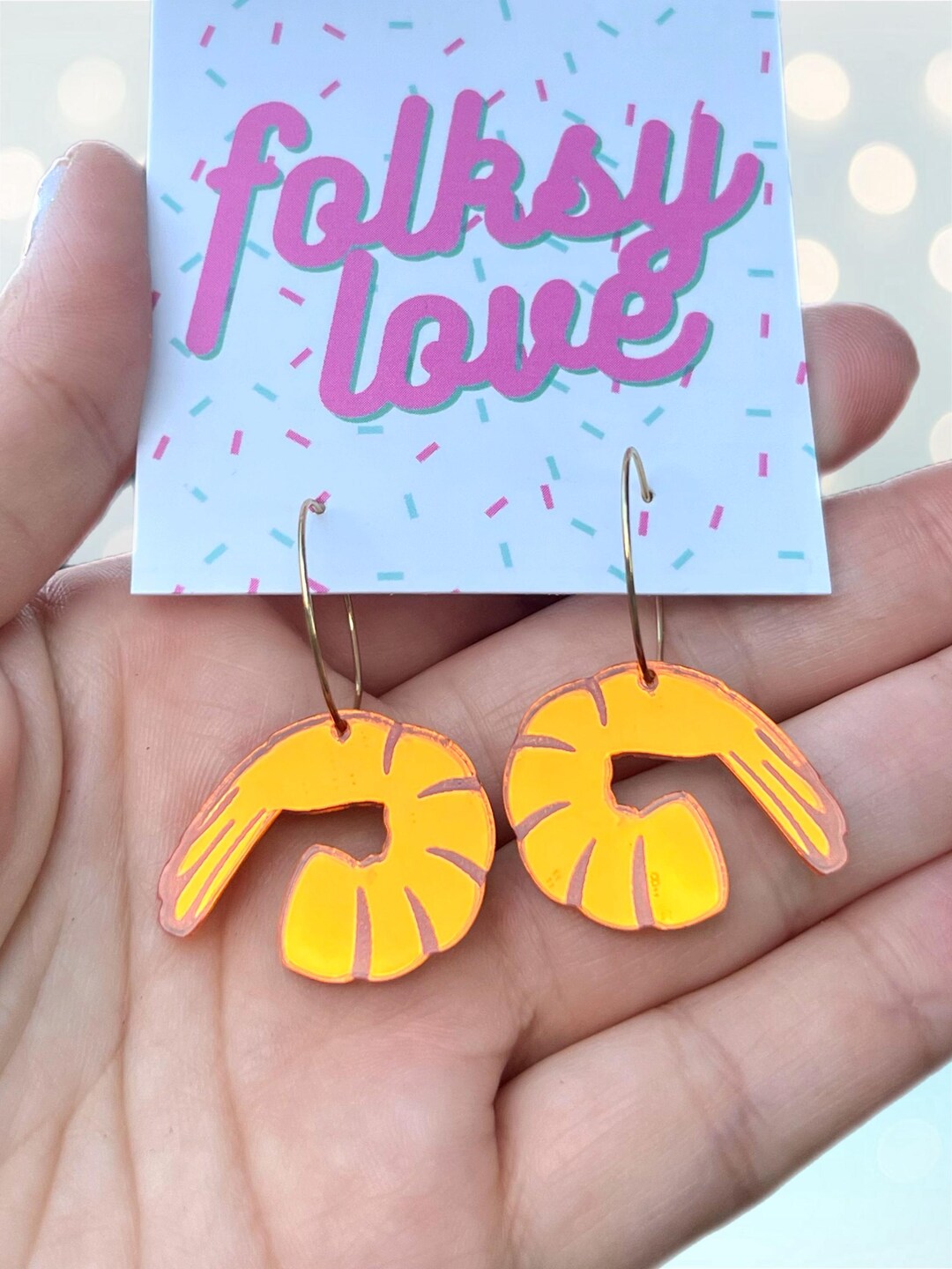 Mirrored Shrimp Hoops Acrylic Earrings - Etsy
