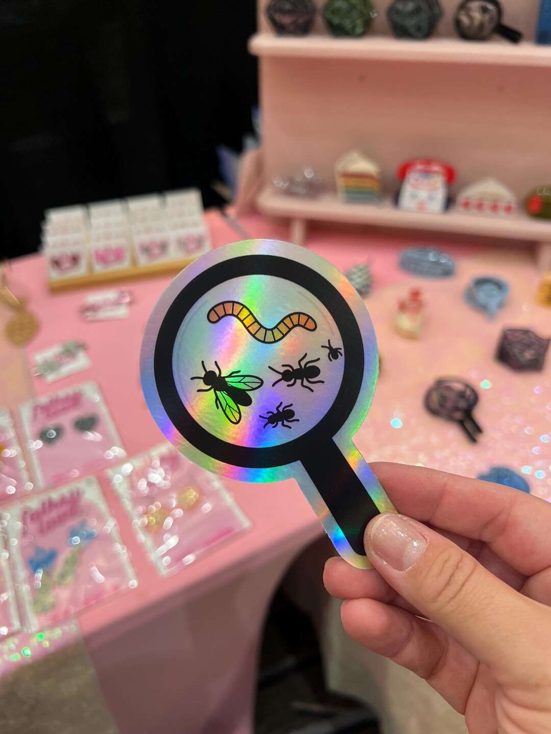 Magnifying Glass Bugs Waterproof Holographic Sticker - Etsy